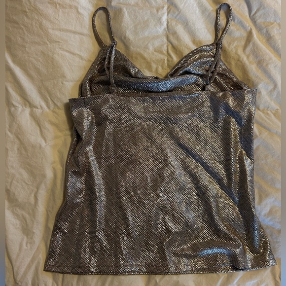 Skies Are Blue | Tops | Metallic Cowlneck Tank Top | Poshmark